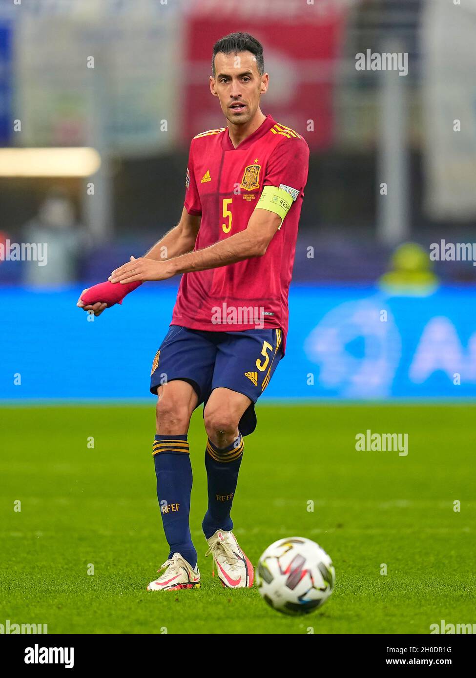Milan, Italy. October 10, 2021, Sergio Busquets of Spain during the ...