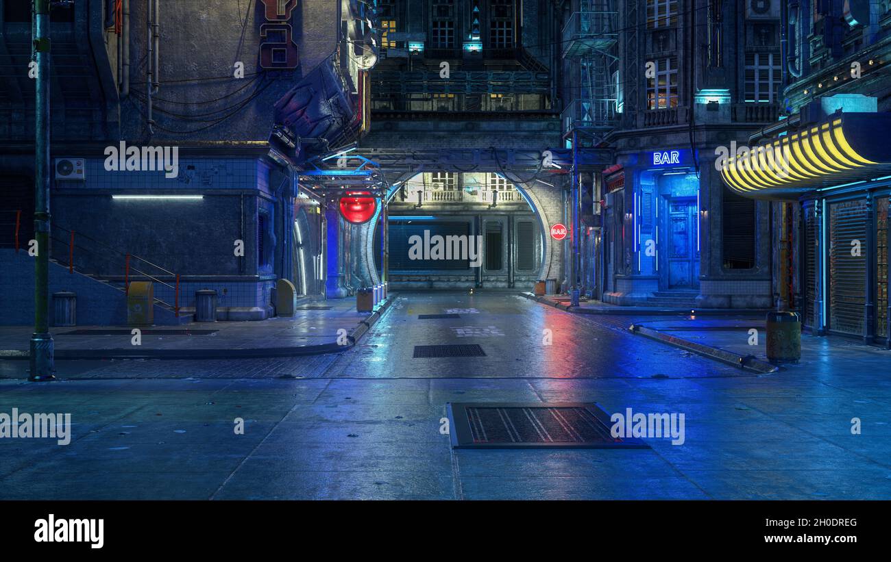 Futuristic City Street View