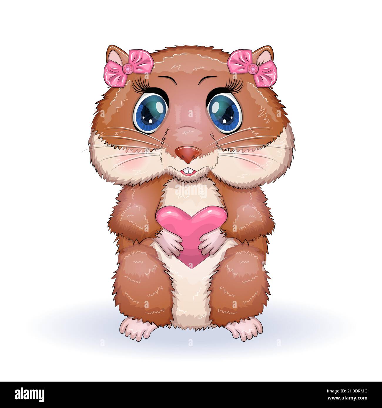 Cute hamster and heart, cartoon hamster characters, funny animal in ...