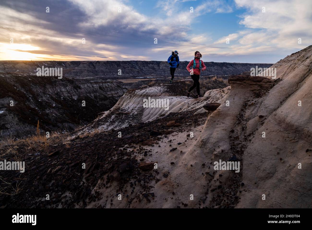 Trail Running In Alberta's Badlands Stock Photo - Alamy