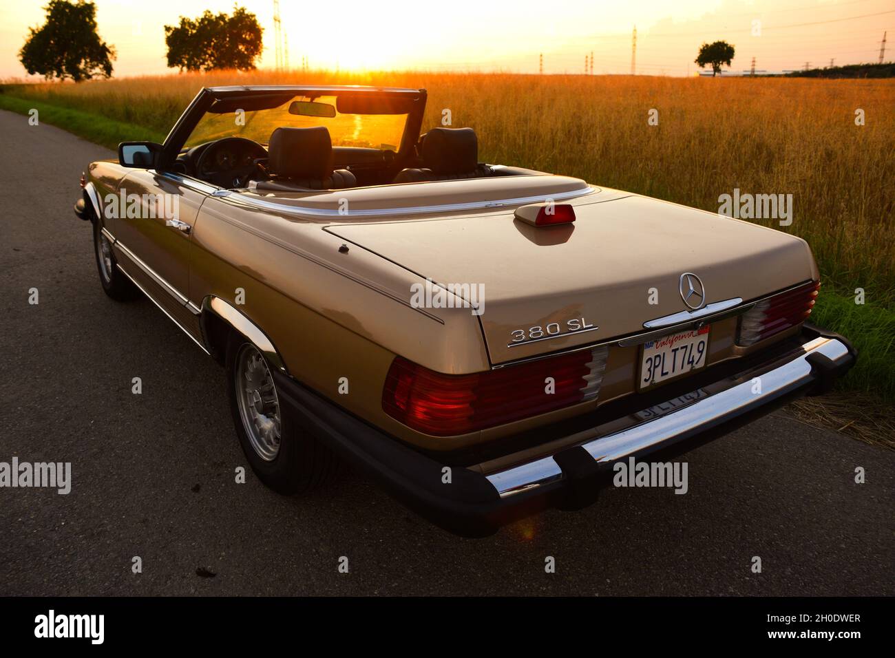 Mercedes Benz R107 380 SL Germany Veterans roadster back side Stock ...