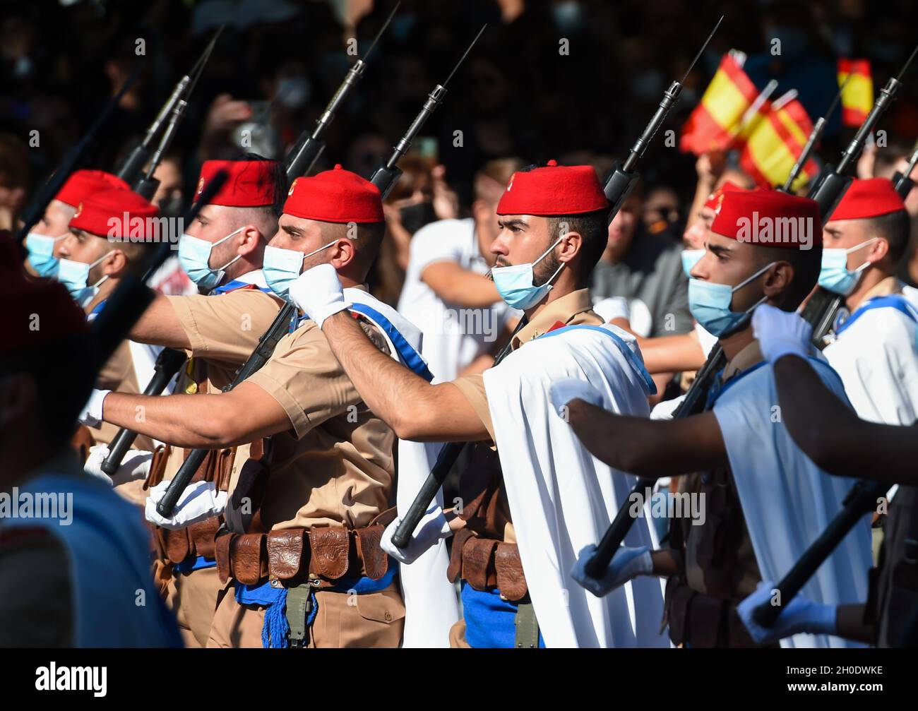 Madrid, Spain. 12th Oct, 2021. Soldiers attend a parade to celebrate ...
