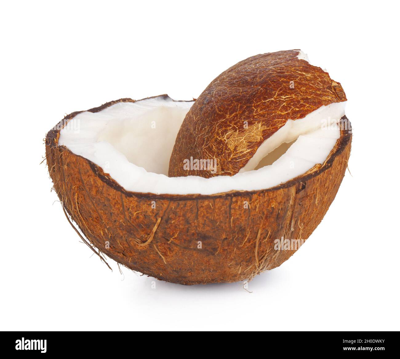 Coconut pieces isolated on a white background Stock Photo - Alamy