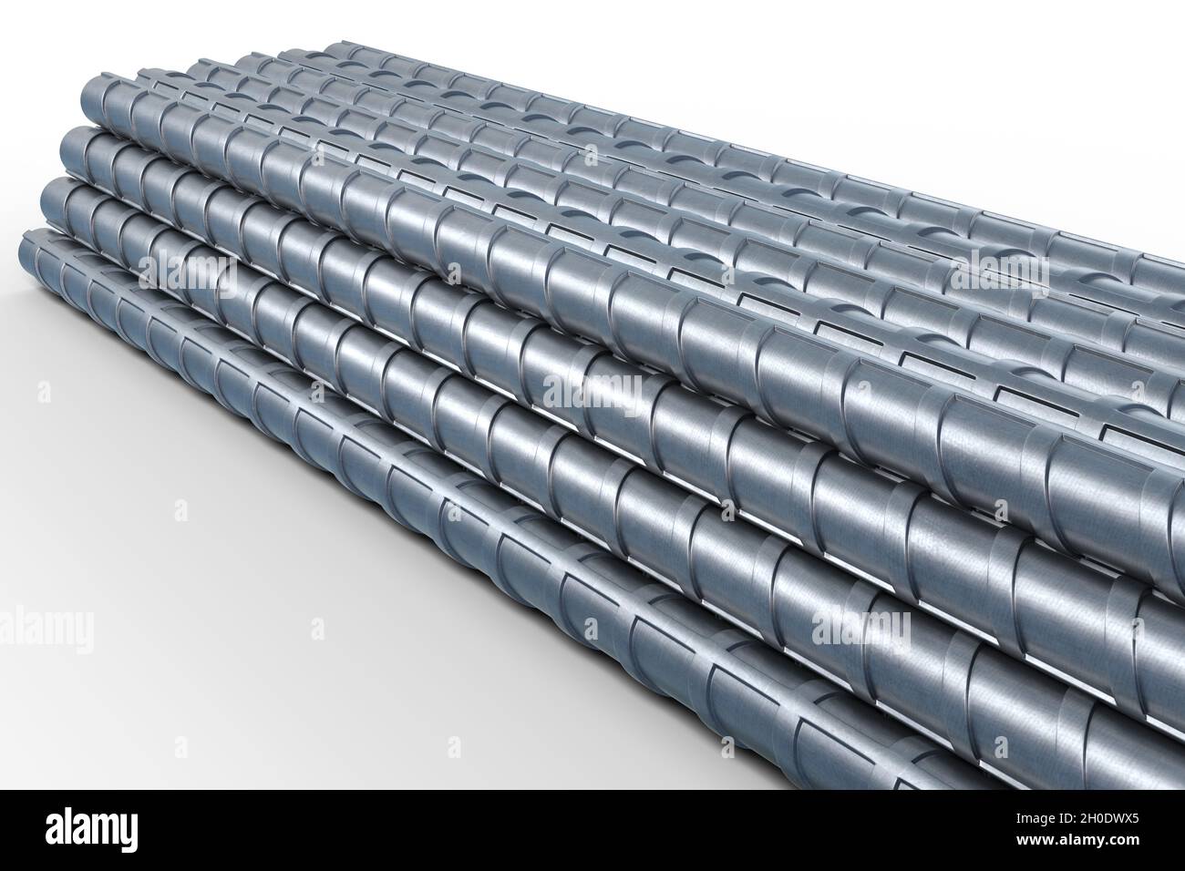 3D illustration of reinforcements bunch of steel TMT bar. 3D Render ...