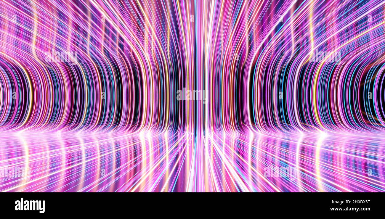 neon light colours lines 3d render illustration Stock Photo - Alamy