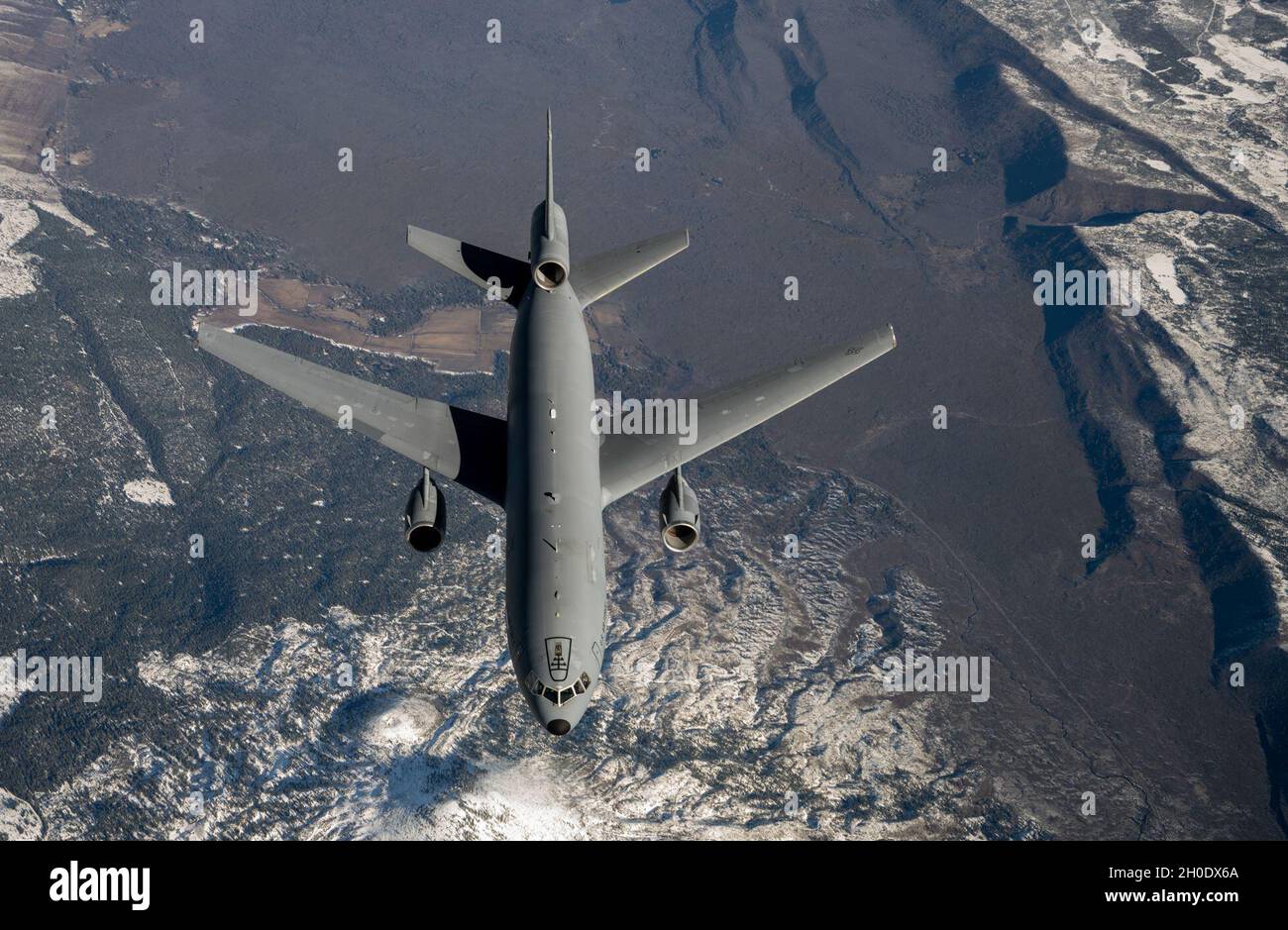 A KC-10 Extender flies Feb. 4, 2021, over Northern California. The KC ...