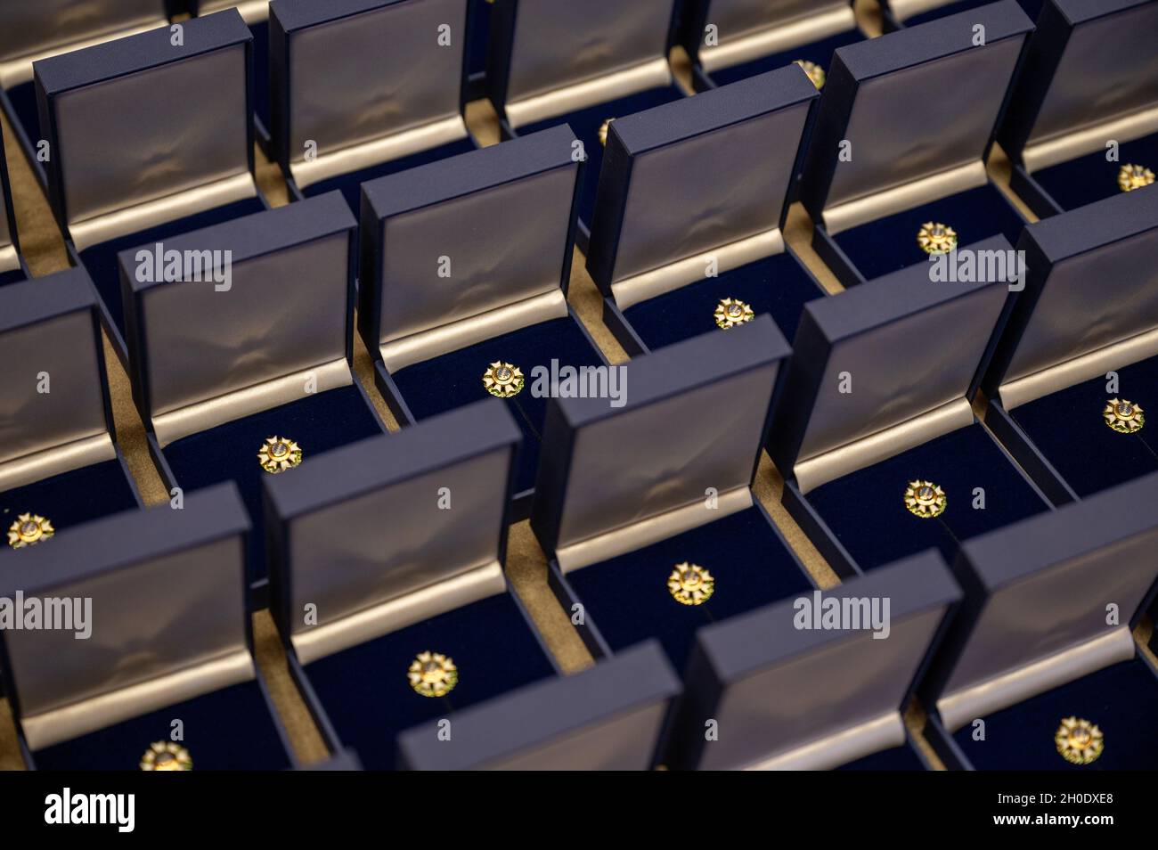 Munich, Germany. 12th Oct, 2021. The pins for the merits in the ...
