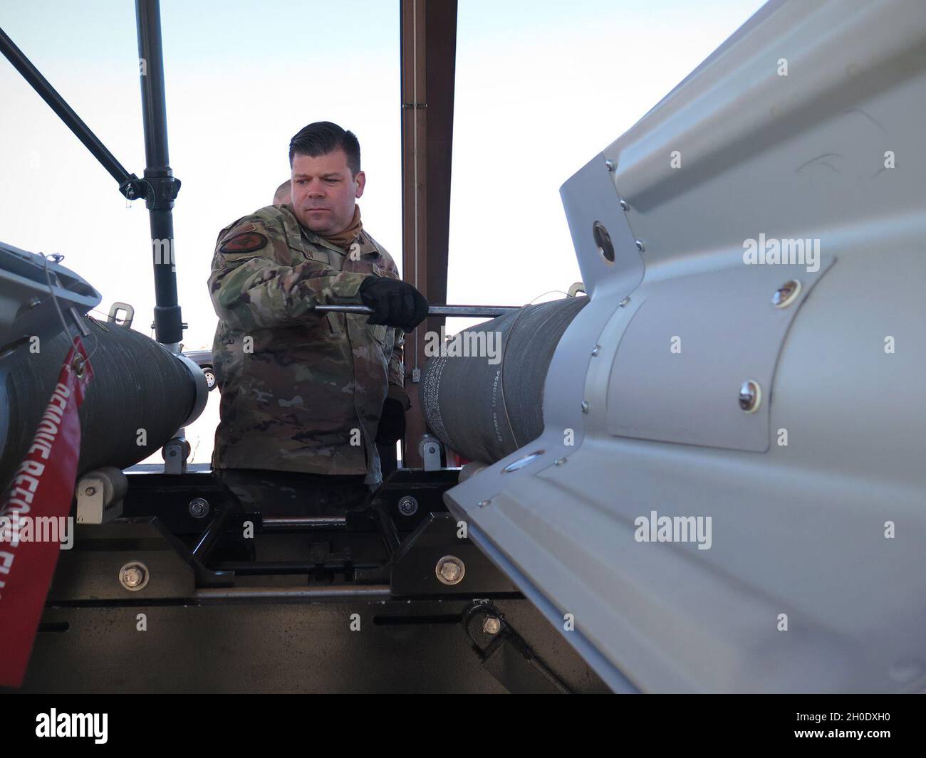 U.S. Air Force Senior Airman Joshua Skeen from the 169th MXS, Munitions ...