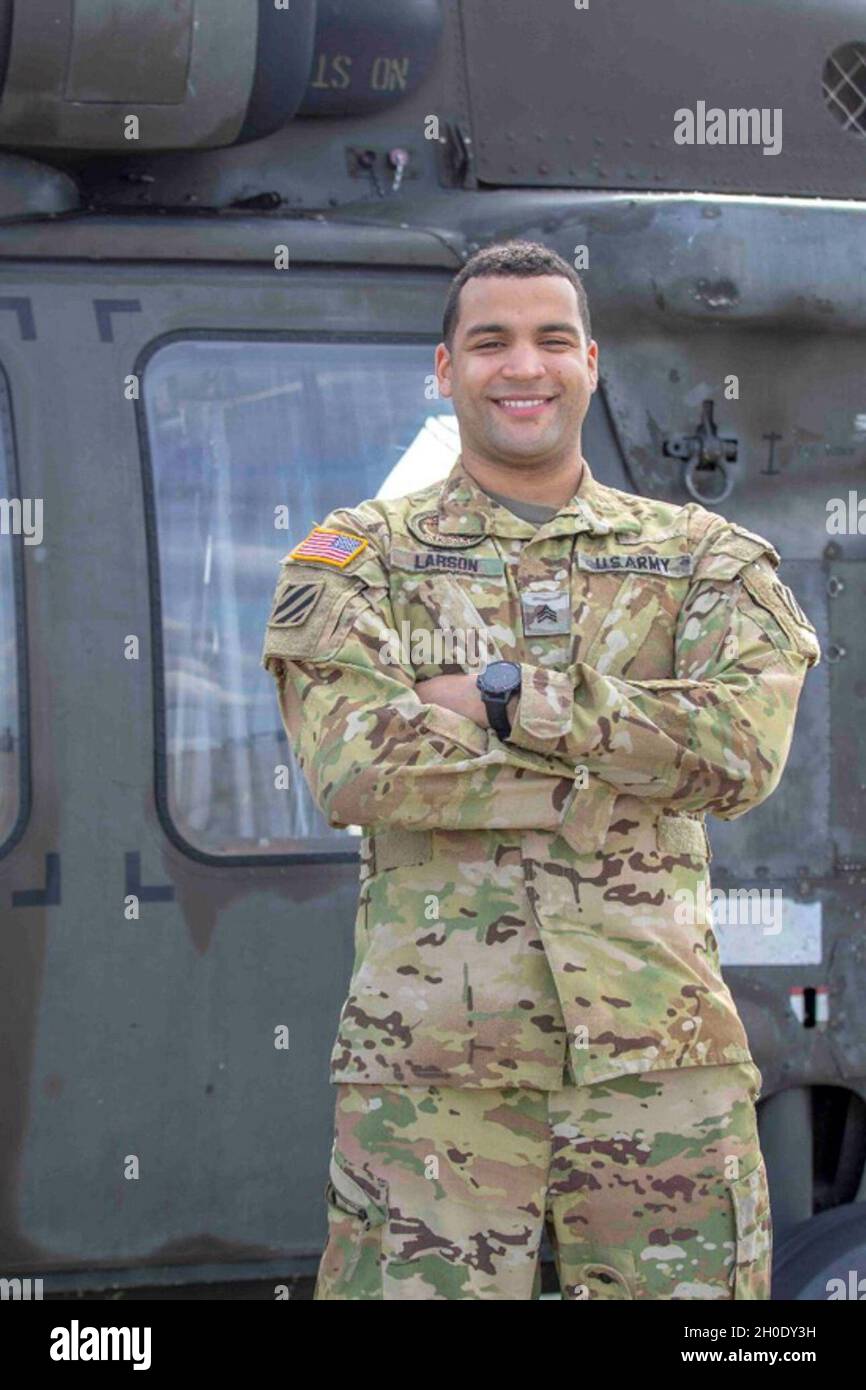 U.S. Army Sgt. Sean Larson, a UH-60 helicopter repairer with the 2nd ...