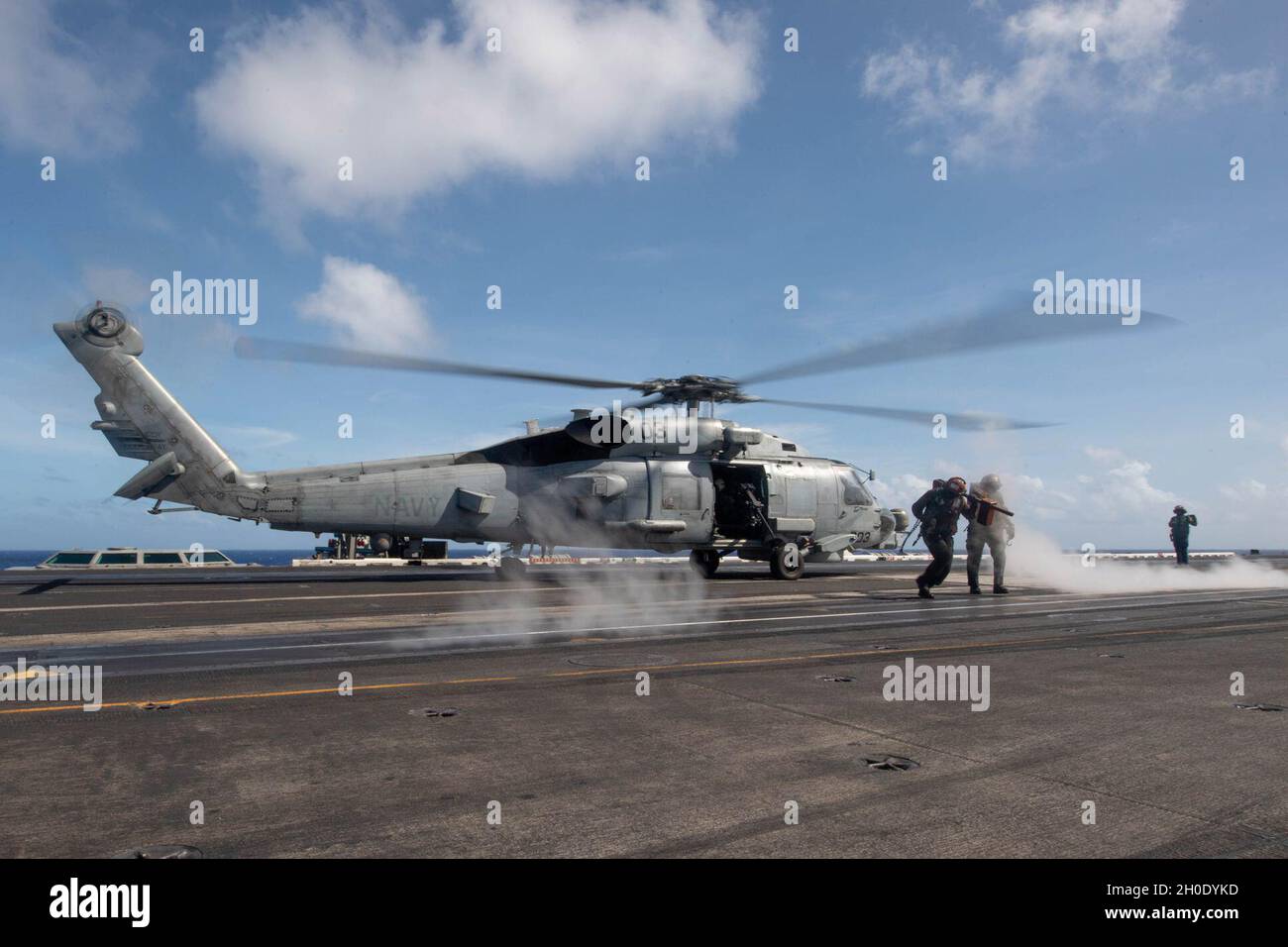 PACIFIC OCEAN (Feb. 5, 2021) – An MH-60R Sea Hawk, assigned to the ...