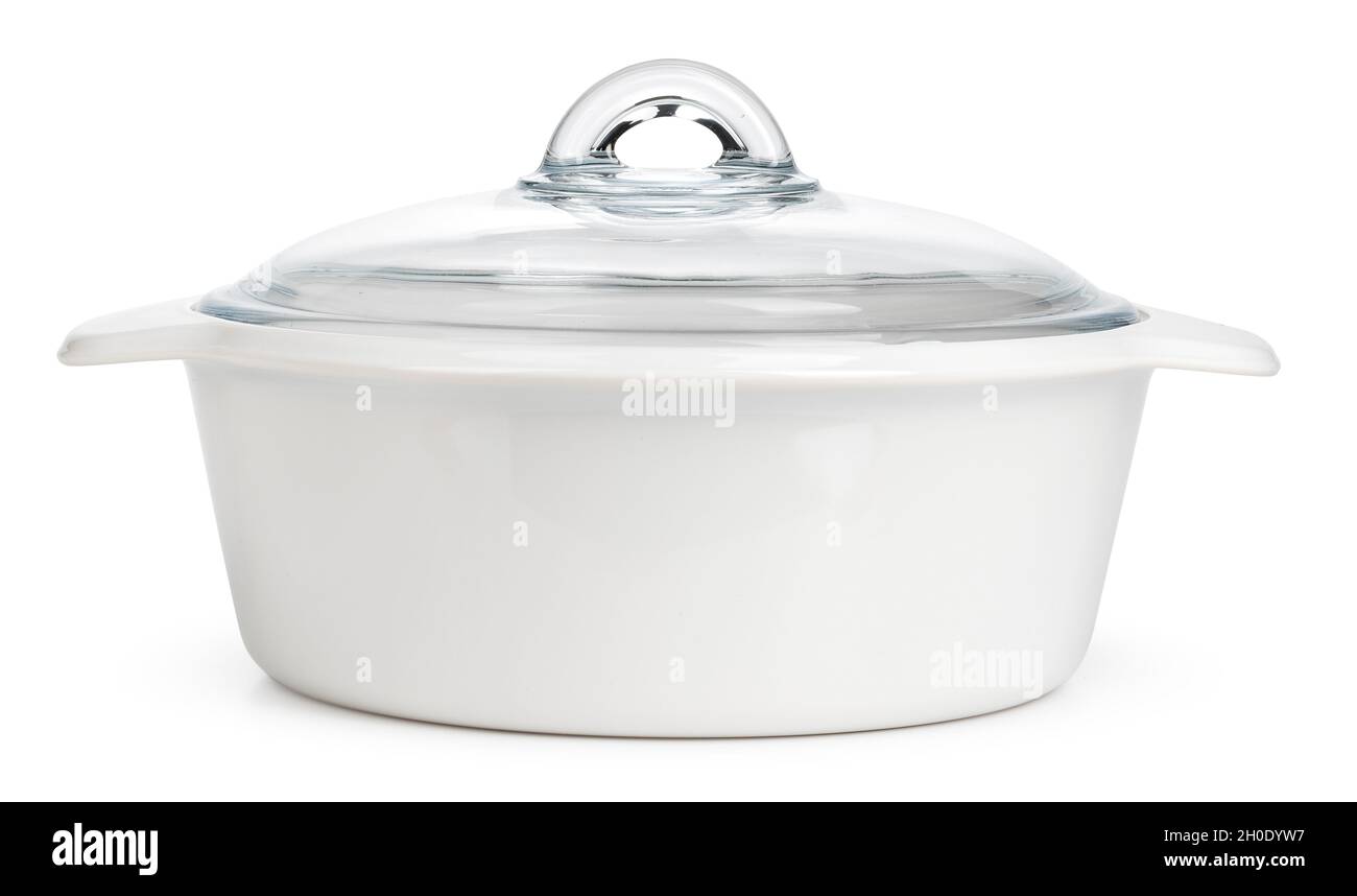 White ceramic cooking pot isolated on a white background Stock Photo ...