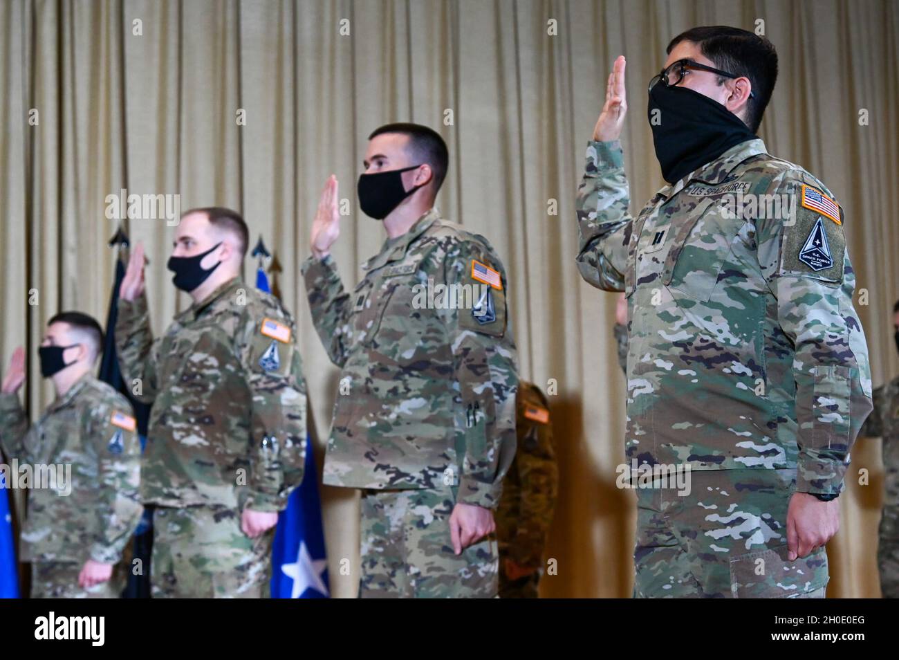 Officer inductees give the Oath of Office at the U.S. Space Force ...