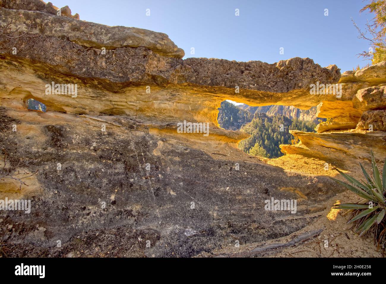 A large and small rock arch along the Telephone Trail north of Sedona ...