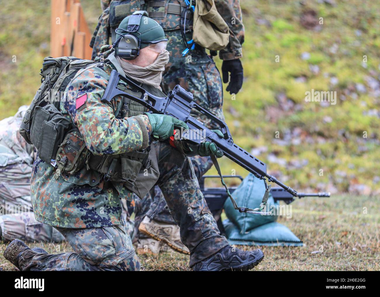 LANDSTUHL, Germany – A German Armed Forces Soldier watches as others ...
