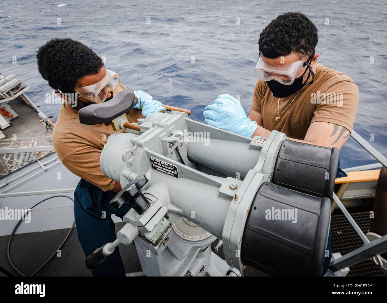 Quartermaster 2nd Class Noble Myrick, left, from Butler, Pa., and ...