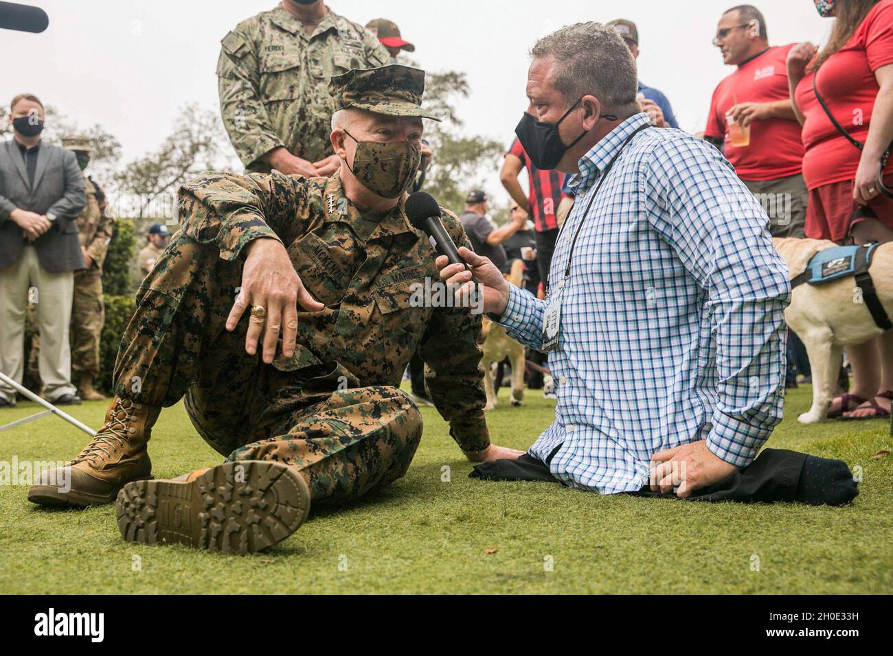 Mr. Dave Stevens, right, interviews U.S. Marine Corps Gen. Kenneth F ...
