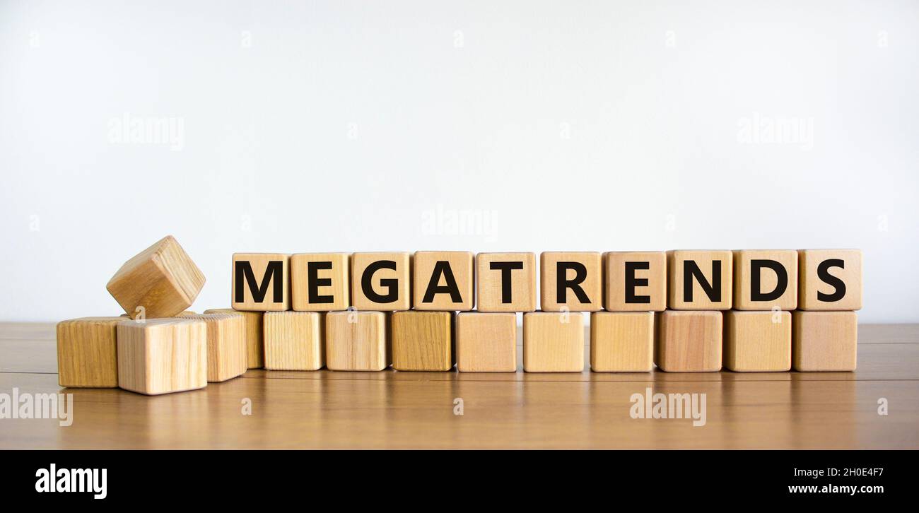 Megatrends symbol. The word megatrends on wooden cubes. Beautiful ...