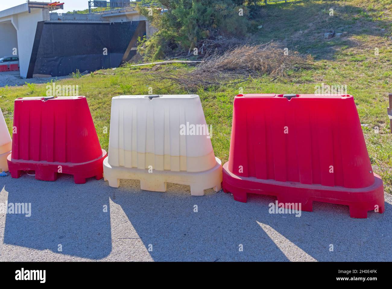 Water Filled Barriers at Road Construction Site Safety Stock Photo - Alamy