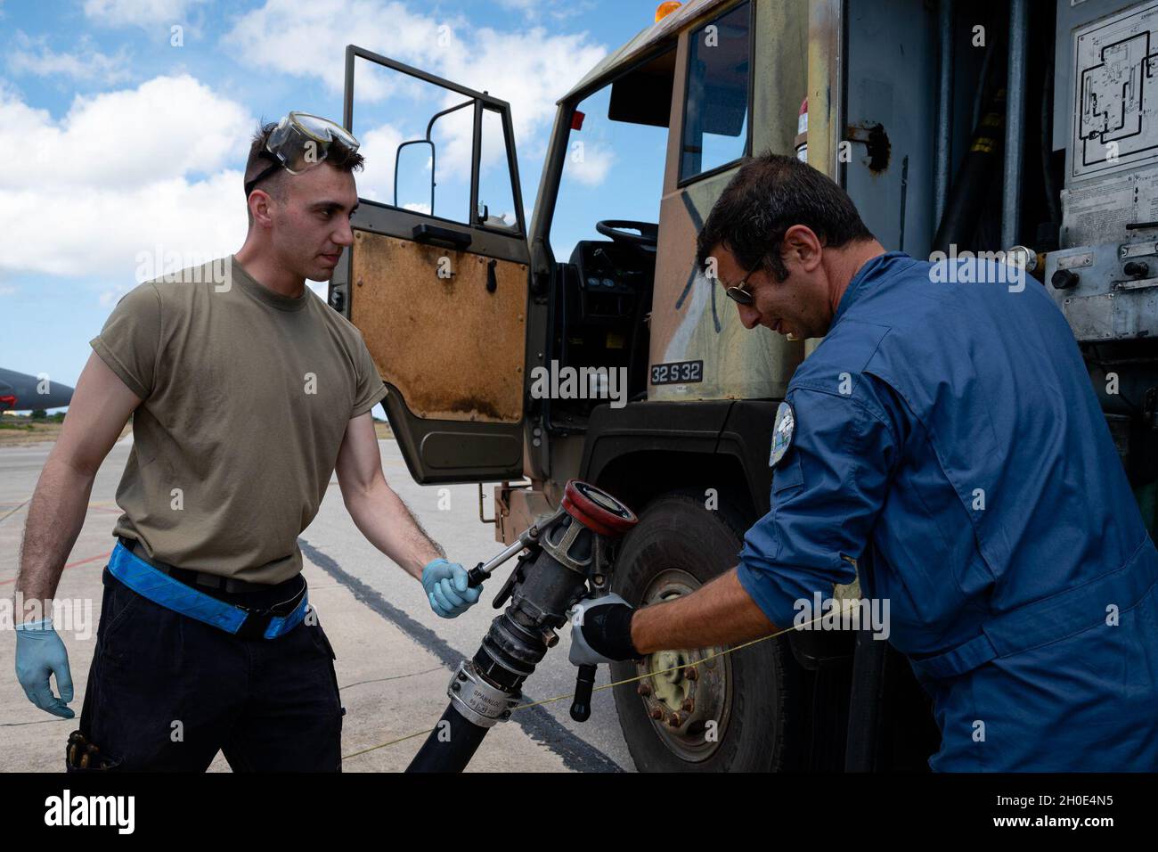 U.S. Air Force Senior Airman Andrew Knowlton with the 492nd Aircraft ...