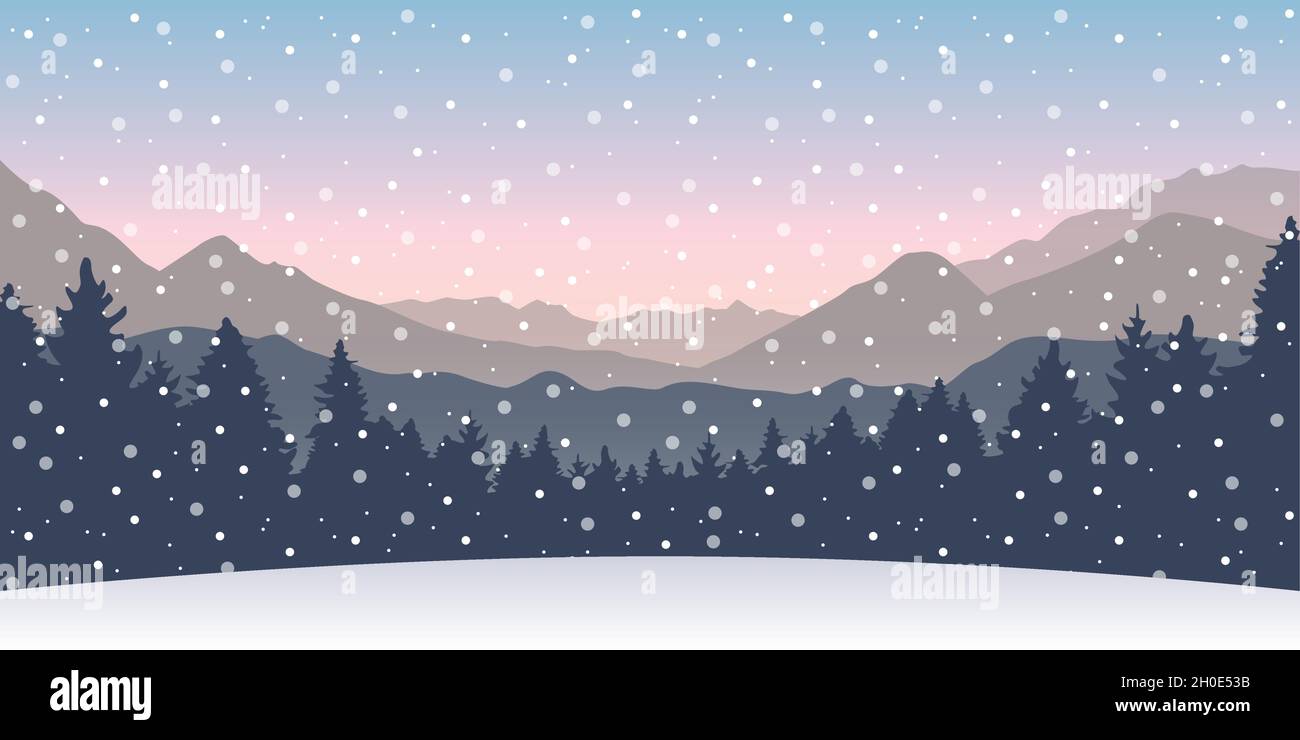 Cartoon winter snowy landscape Stock Vector Images - Alamy