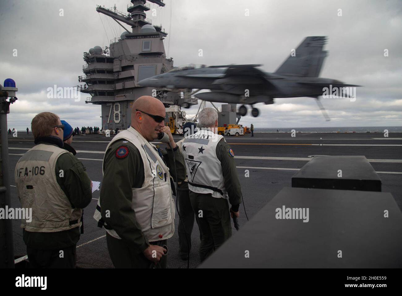 Rear Adm. John Meier, right, commander, Naval Air Forces Atlantic, and ...
