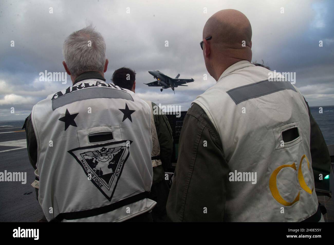 Rear Adm. John Meier, commander, Naval Air Forces Atlantic, and Capt. J ...