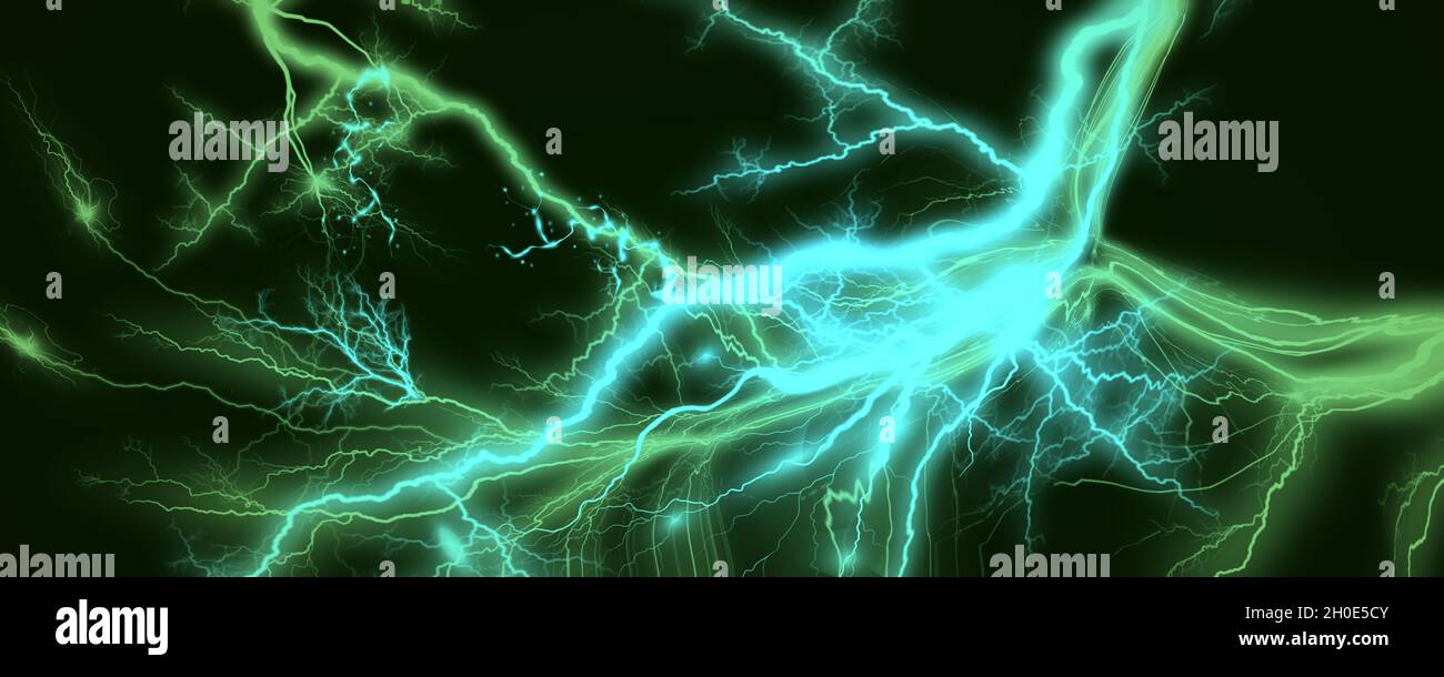 Green lightning illustration with flashing abstract rays Stock Photo ...