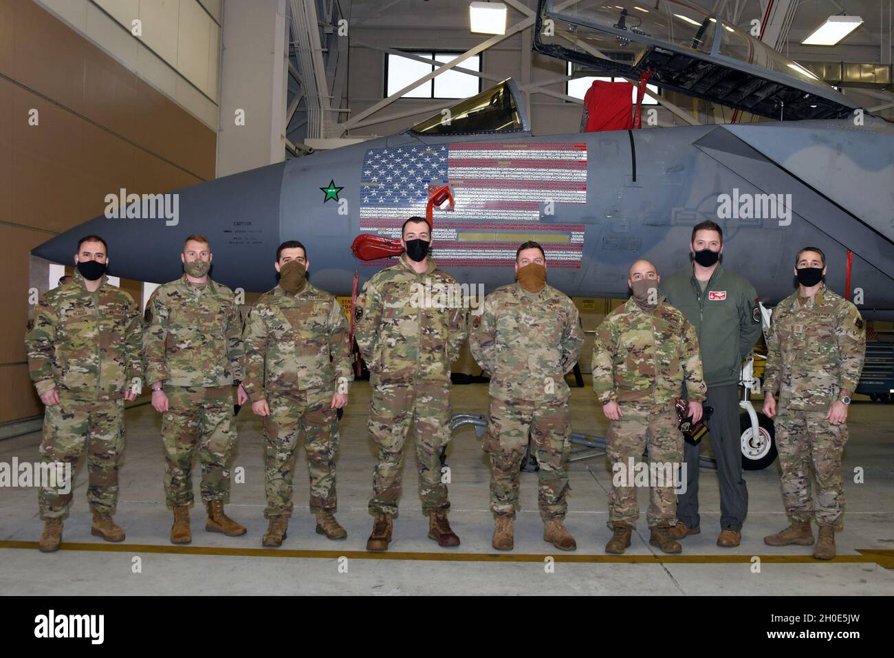 104th Fighter Wing 2020 Annual Award winners pose for a photo in front ...
