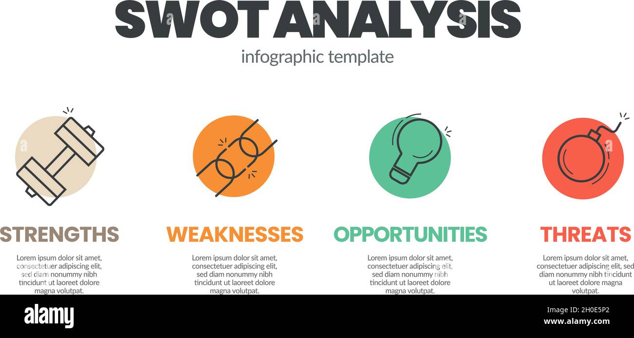 Four Colorful Elements In SWOT Analysis Template Or Strategic Planning four-colorful-elements-in-swot-analysis-template-or-strategic-planning
