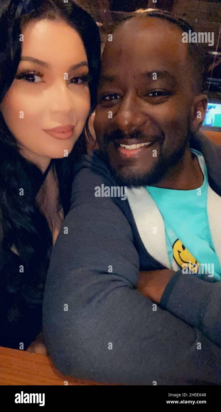 Sheratyn Phillips and his fiancé Amy Olvera pose for a photo Feb. 7 ...
