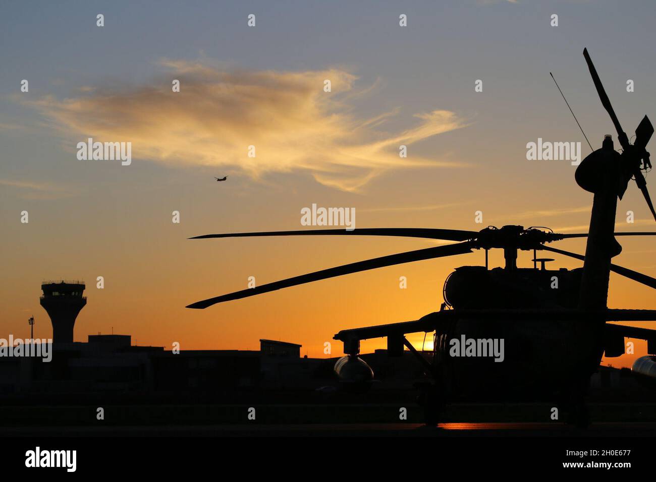A UH-60 Black Hawk helicopter, assigned to the 28th Expeditionary ...
