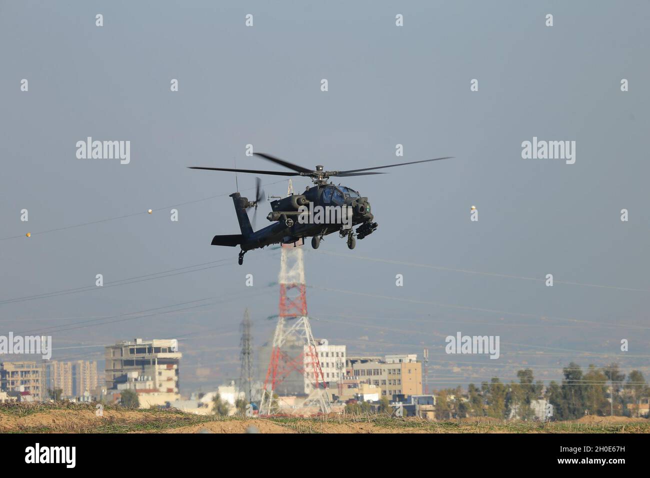 An AH-64 Apache helicopter, operated by Soldiers with 4-4th Attack ...