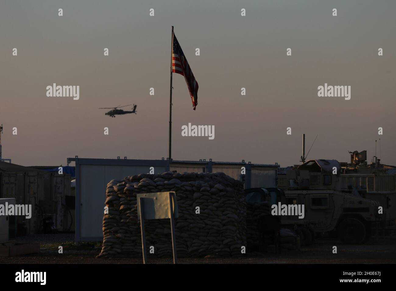 An AH-64 Apache helicopter, operated by Soldiers with 4-4th Attack ...