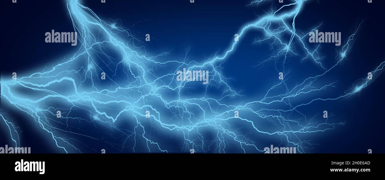 Blue lightning illustration with flashing abstract rays Stock Photo - Alamy