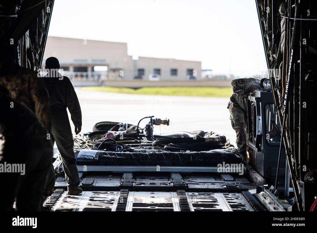 The aerial bulk fuel delivery system (ABFDS) arrives to the ramp of a U ...