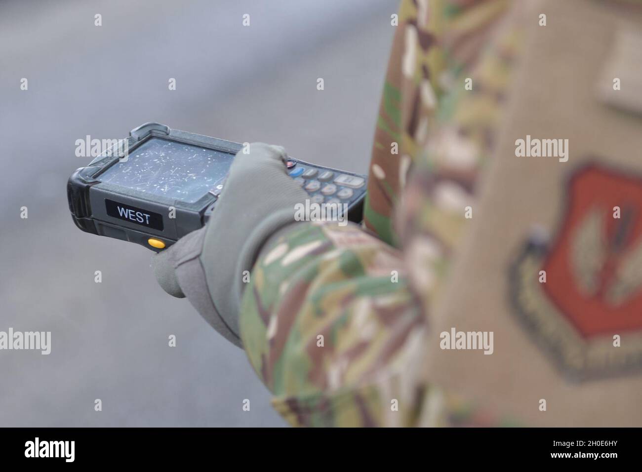 U.S. Air Force Brig. Gen. Josh Olson, 86th Airlift Wing commander, uses ...