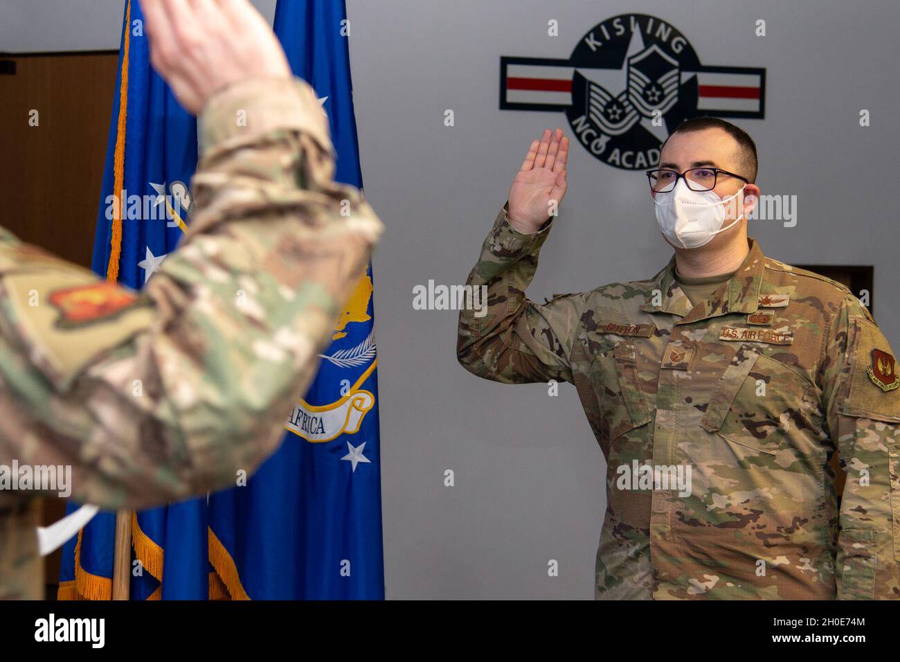U.S. Air Force Tech. Sgt. Caleb Sutton recites the U.S. Space Force ...