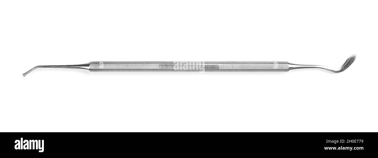 Dental instrument on white background, top view. Medical tool Stock ...