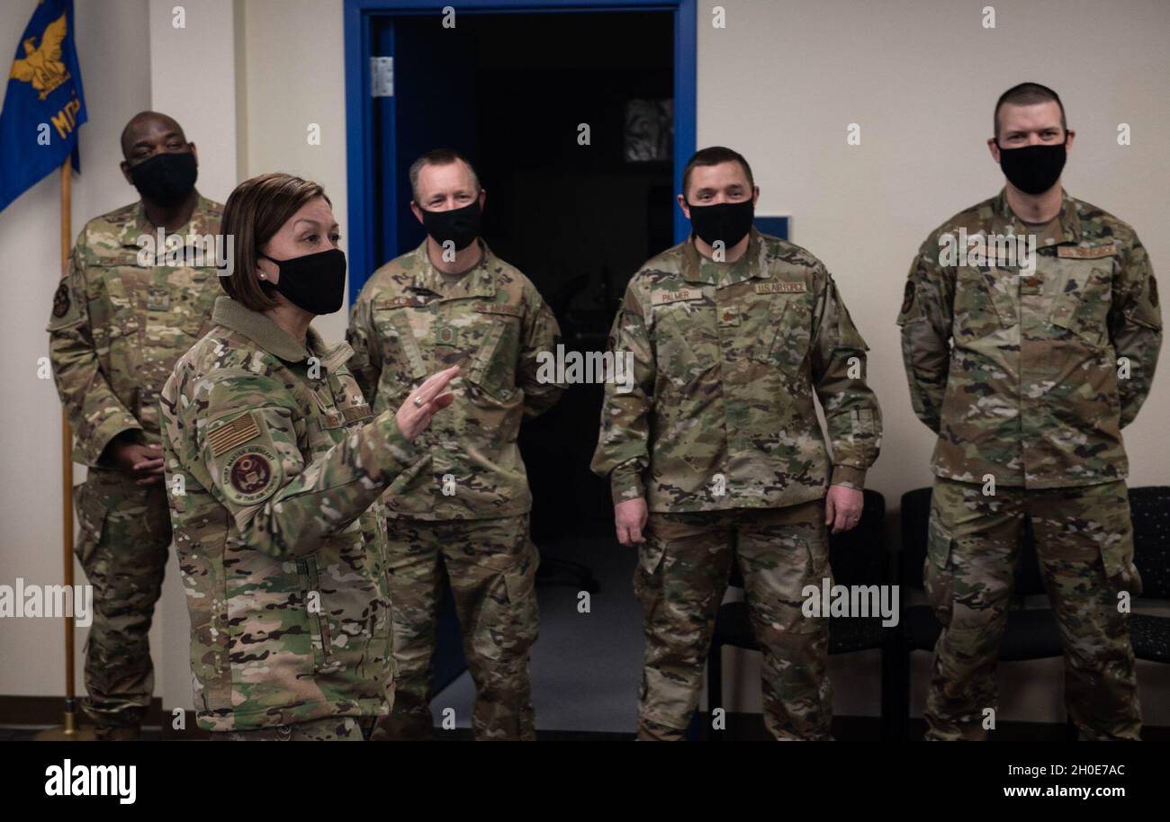 Chief Master Sgt. of the Air Force JoAnne S. Bass speaks with Airman ...