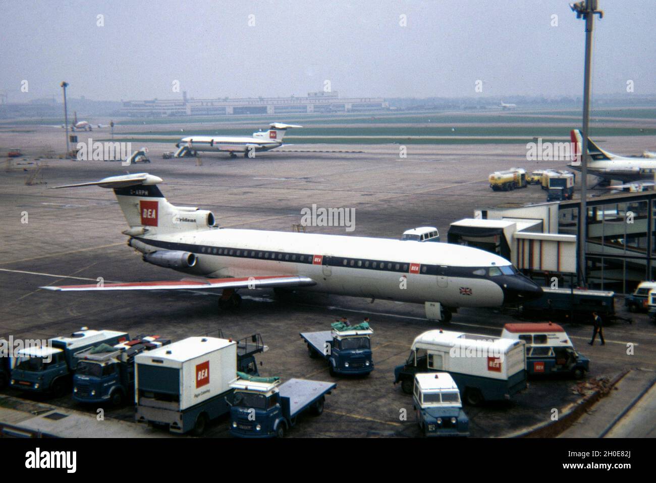 A BEA Trident at Heathrow Airport in 1968 Stock Photo - Alamy
