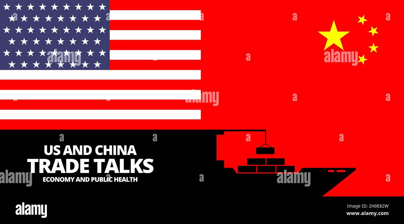 Illustration vector graphic of United States flag and China flag with ...