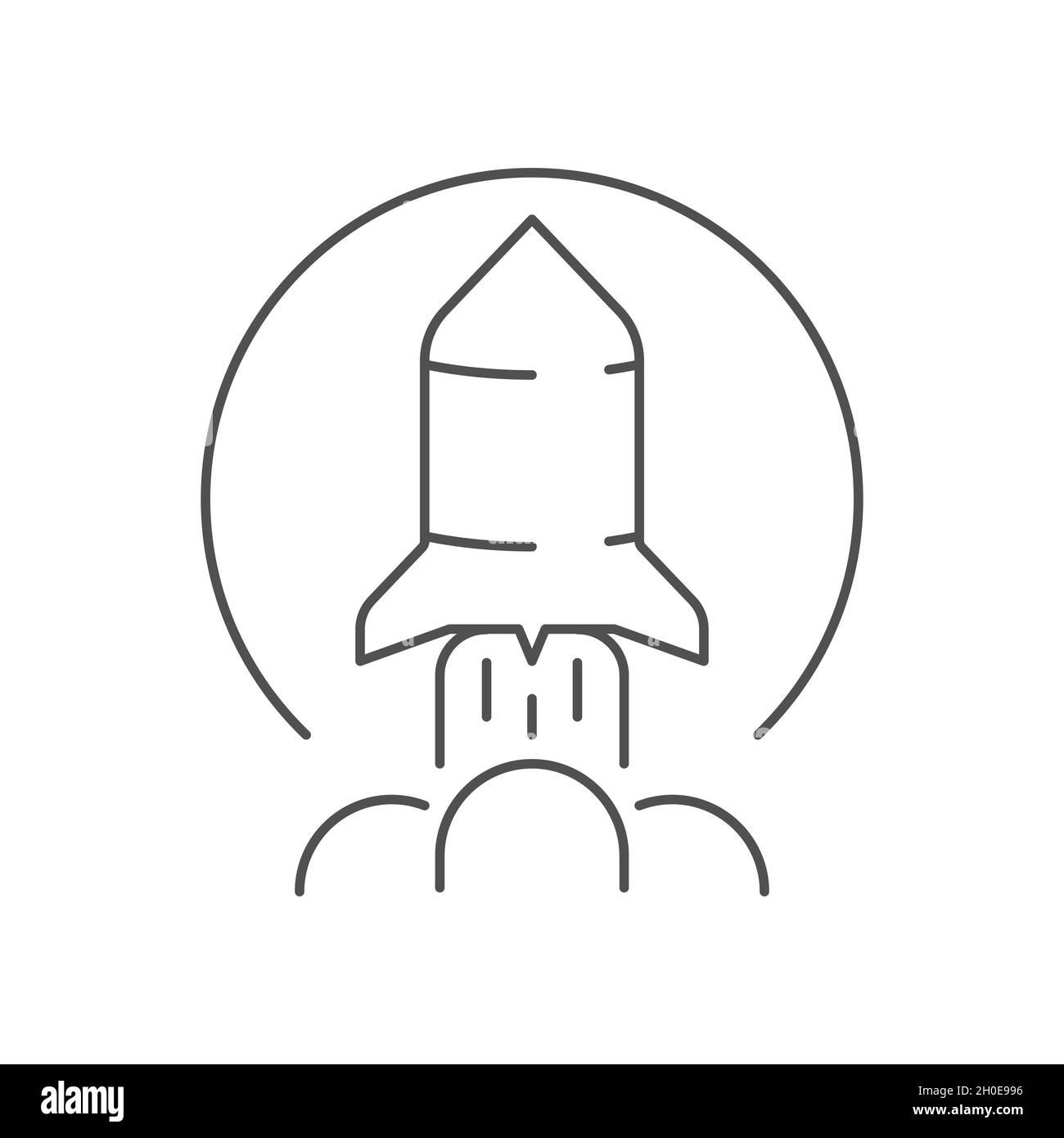 Rocket launch line icon. Flat style. Isolated on white background Stock ...