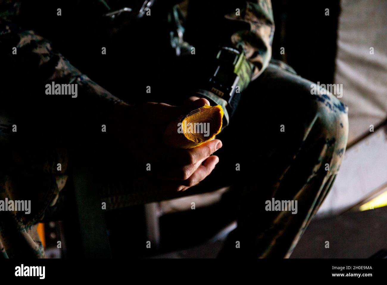 U.S. Marine Corps Sgt. Marcus Auge, an airborne delivery specialist ...