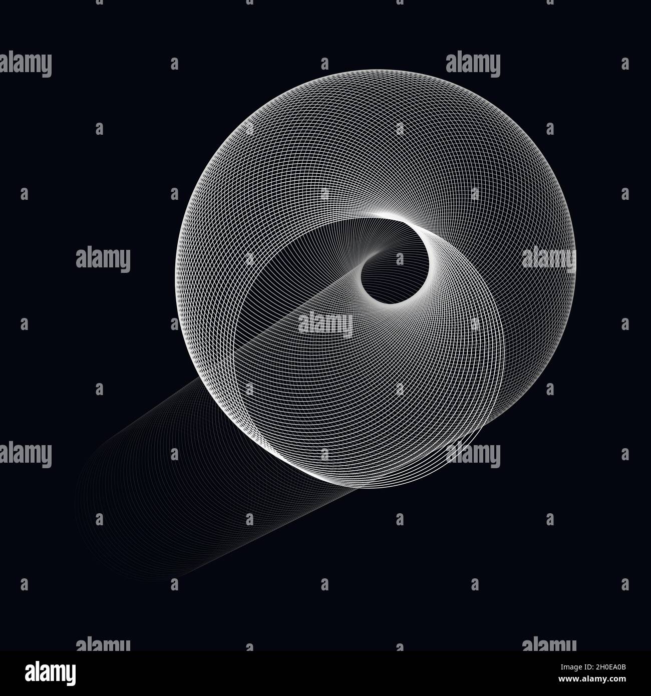 Modern abstract vector illustration. Digital futuristic monochrome linear shape. Beauty of ...