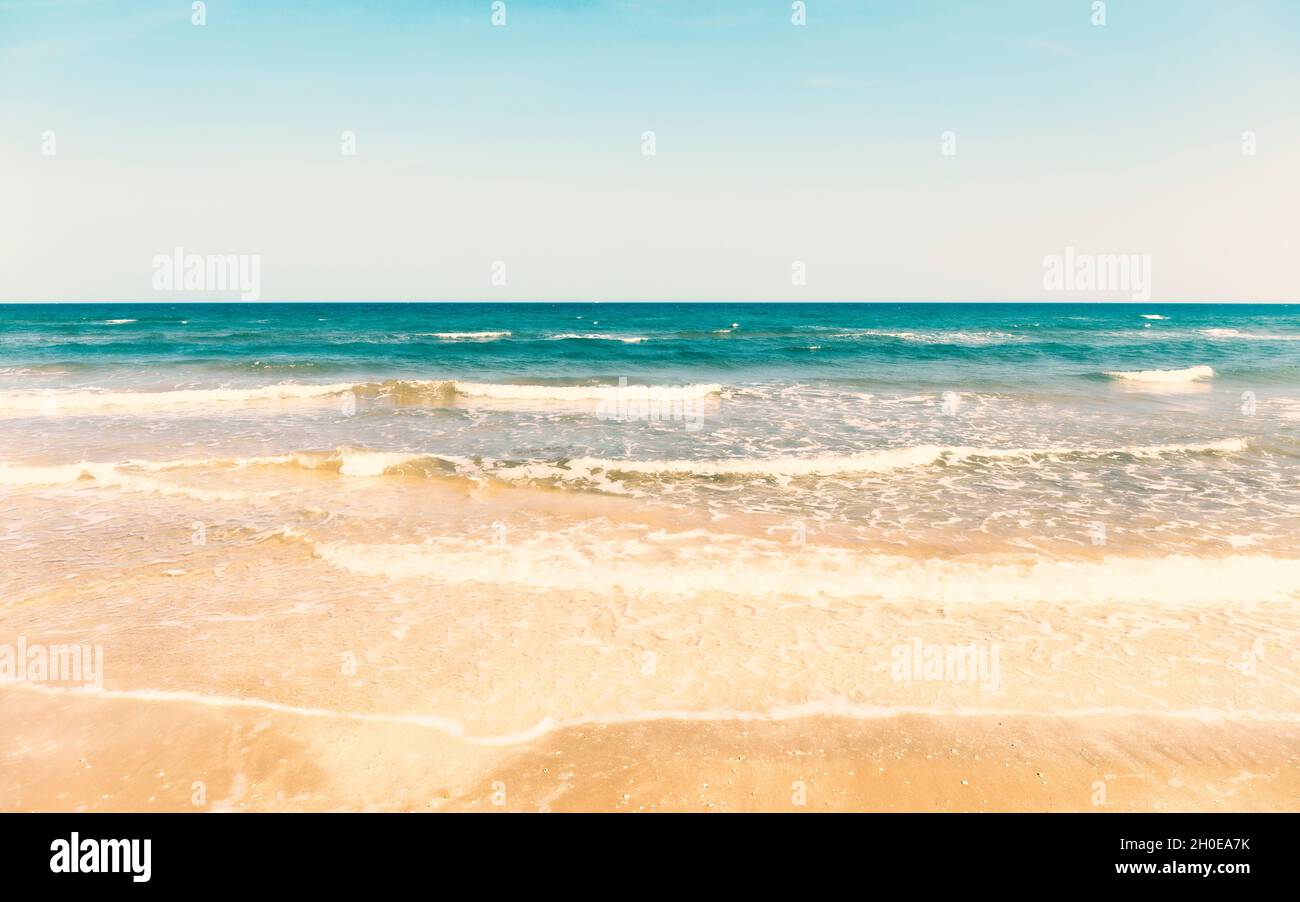 Sea clear waves on clean sandy beach, landscape Stock Photo - Alamy