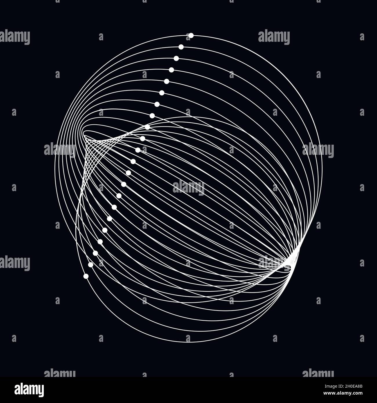 Modern abstract vector illustration. Digital futuristic monochrome linear shape. Beauty of ...
