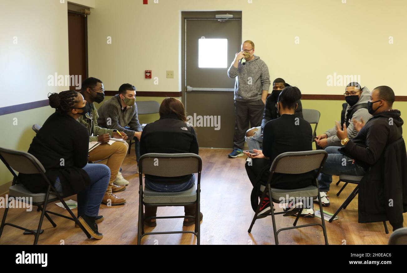 Sgt. 1st Class Andrew Huhn, (standing), detachment sergeant, 573rd ...