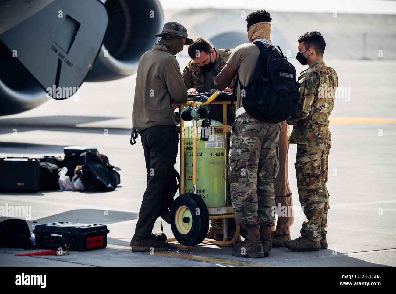 A U.S. Air Force KC-135 Stratotanker crew, assigned to the 350th ...