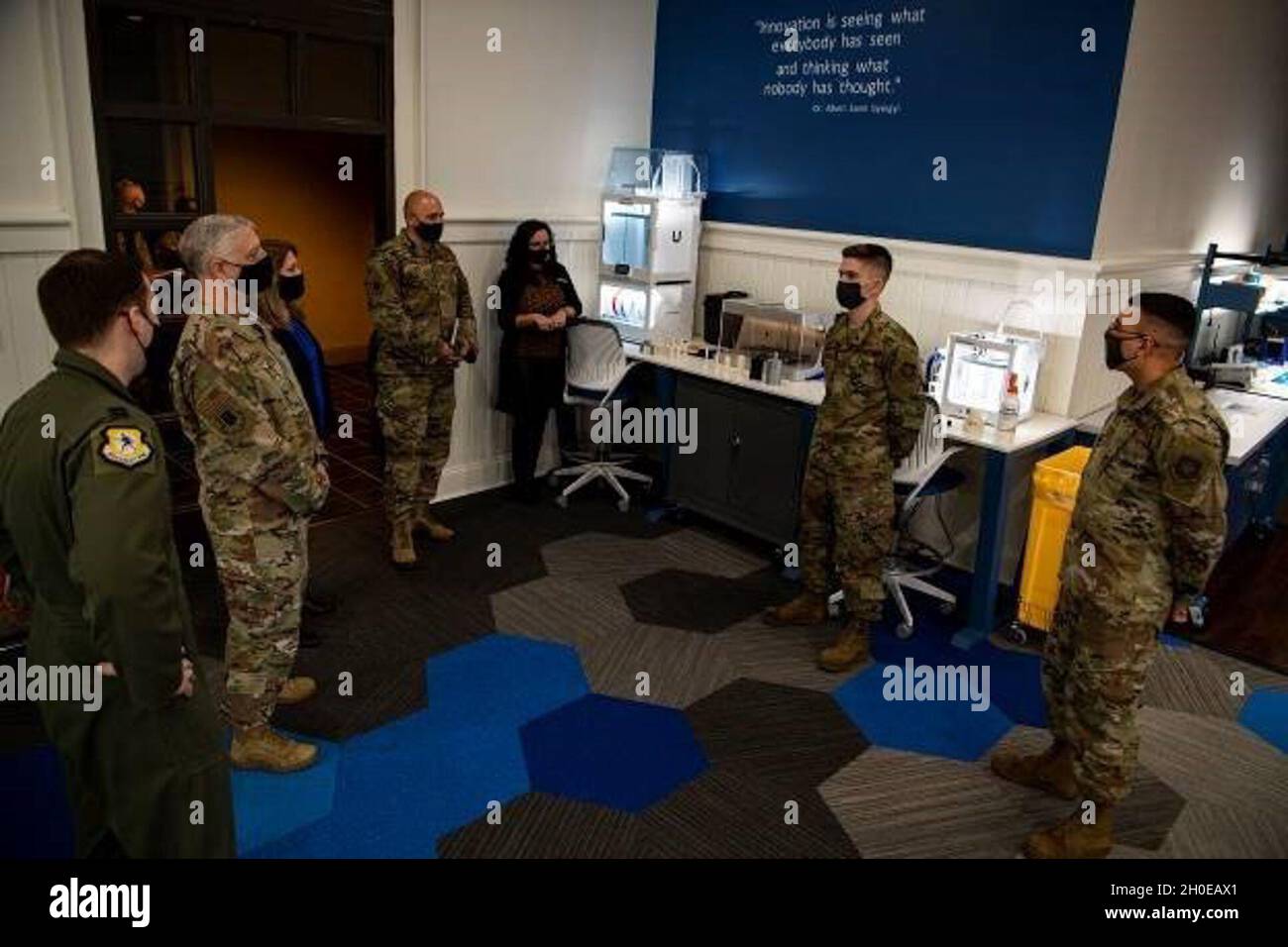 Airmen from the Palmetto Spark Innovation Lab give a briefing about the ...