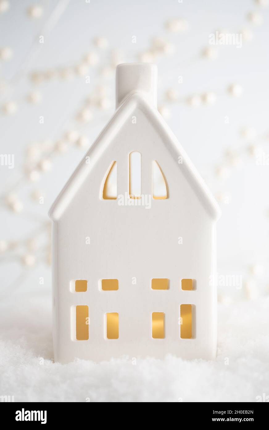 A Ceramic House Model in the Snow a Perfect Holiday Background Stock ...